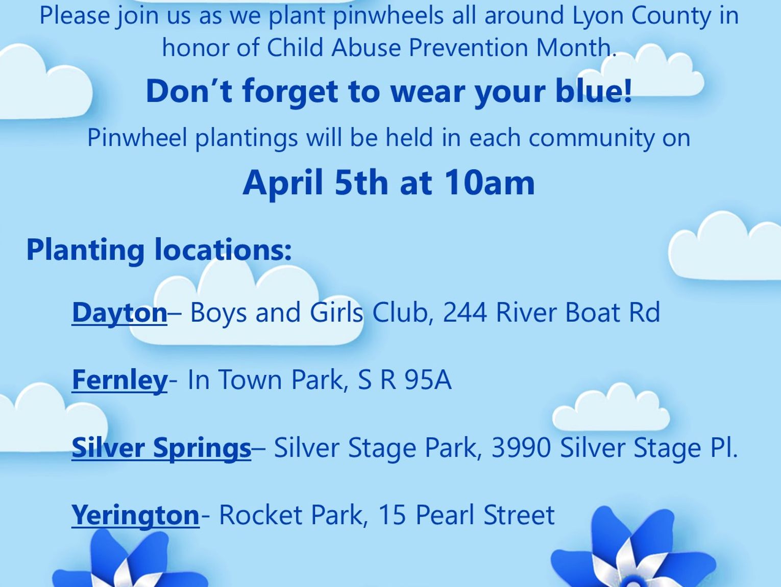 Lyon County Human Services planting pinwheels for Child Abuse ...
